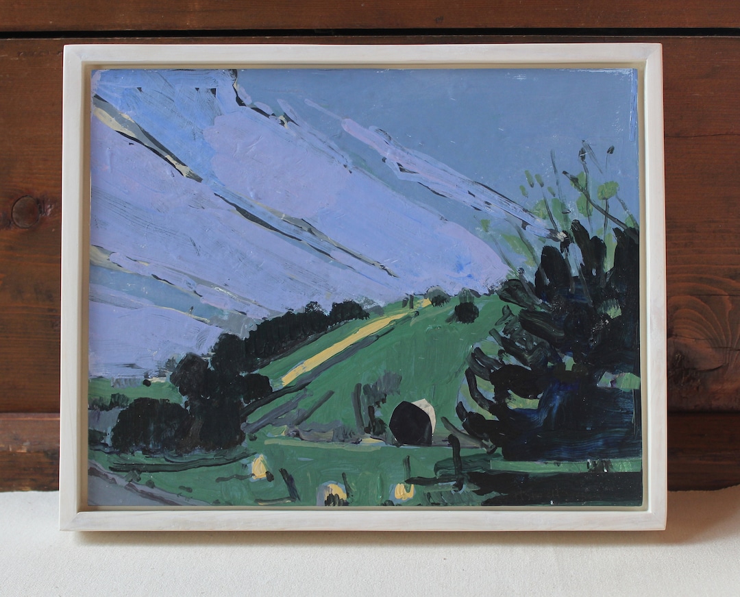Rainy Hillside, Original Canadian Landscape Collage Painting on Panel ...