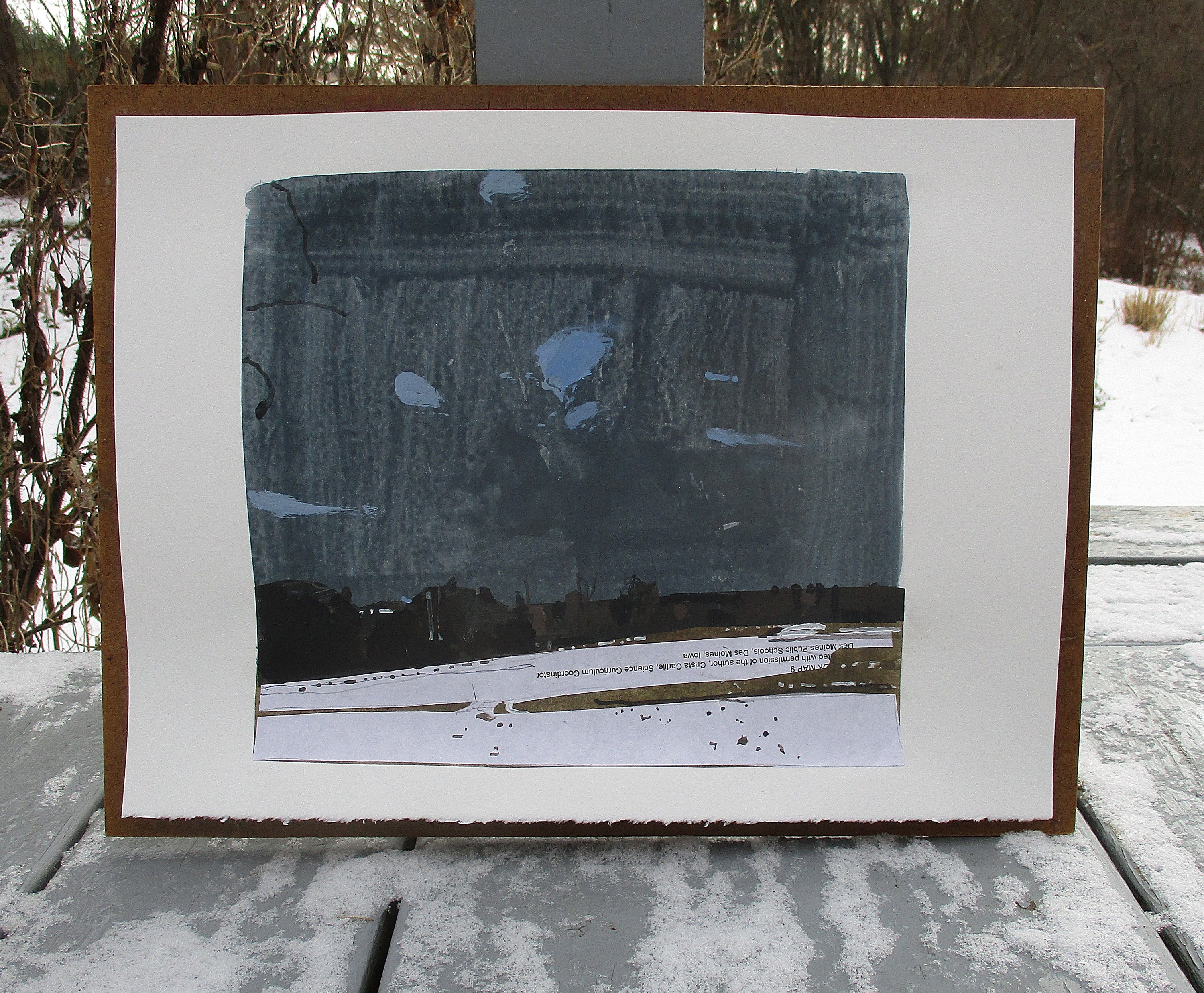 Original Winter Landscape Collage Painting on Paper 11 x 15 | Etsy