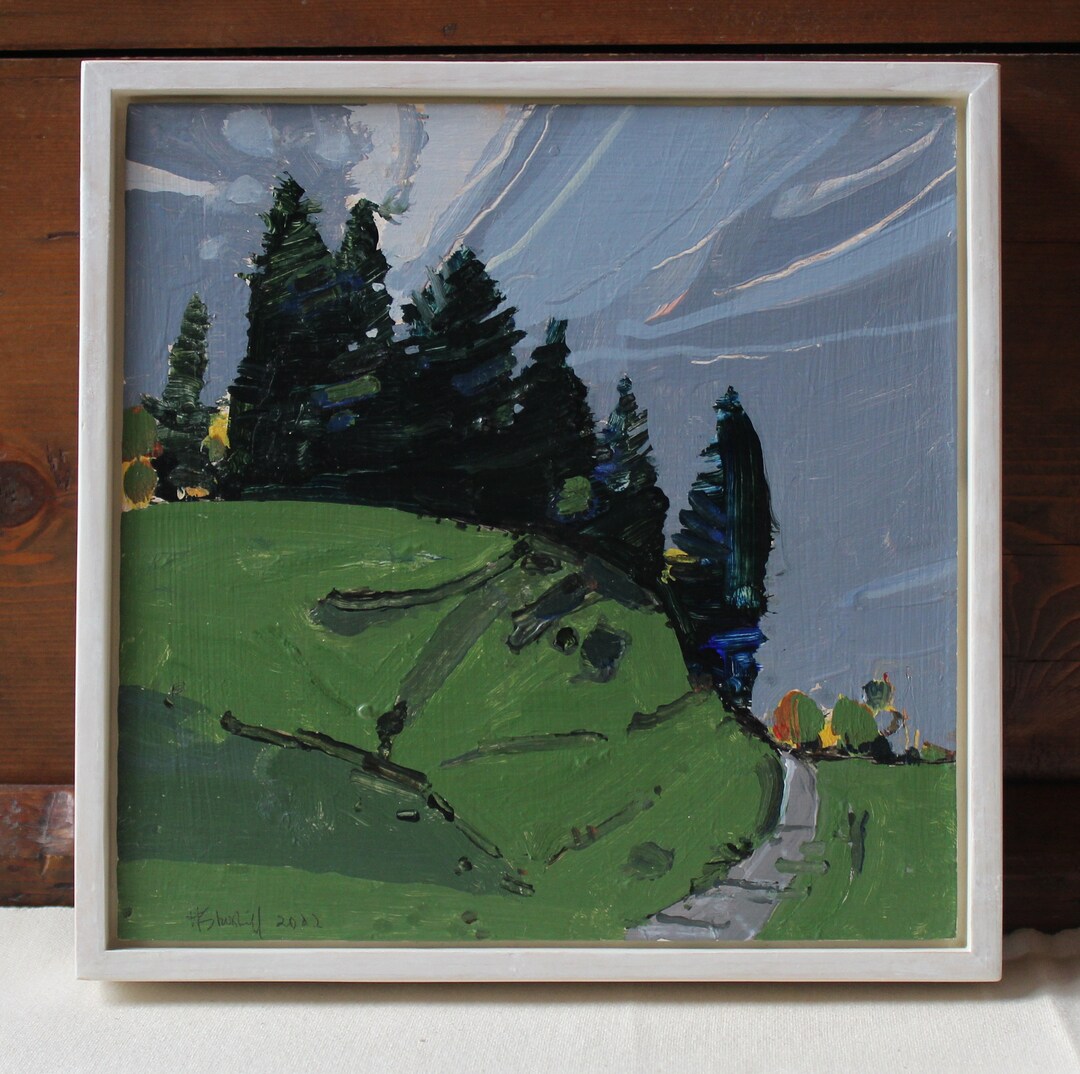Prison Hill, Original Canadian Landscape Painting on Panel, 8 X 8 ...