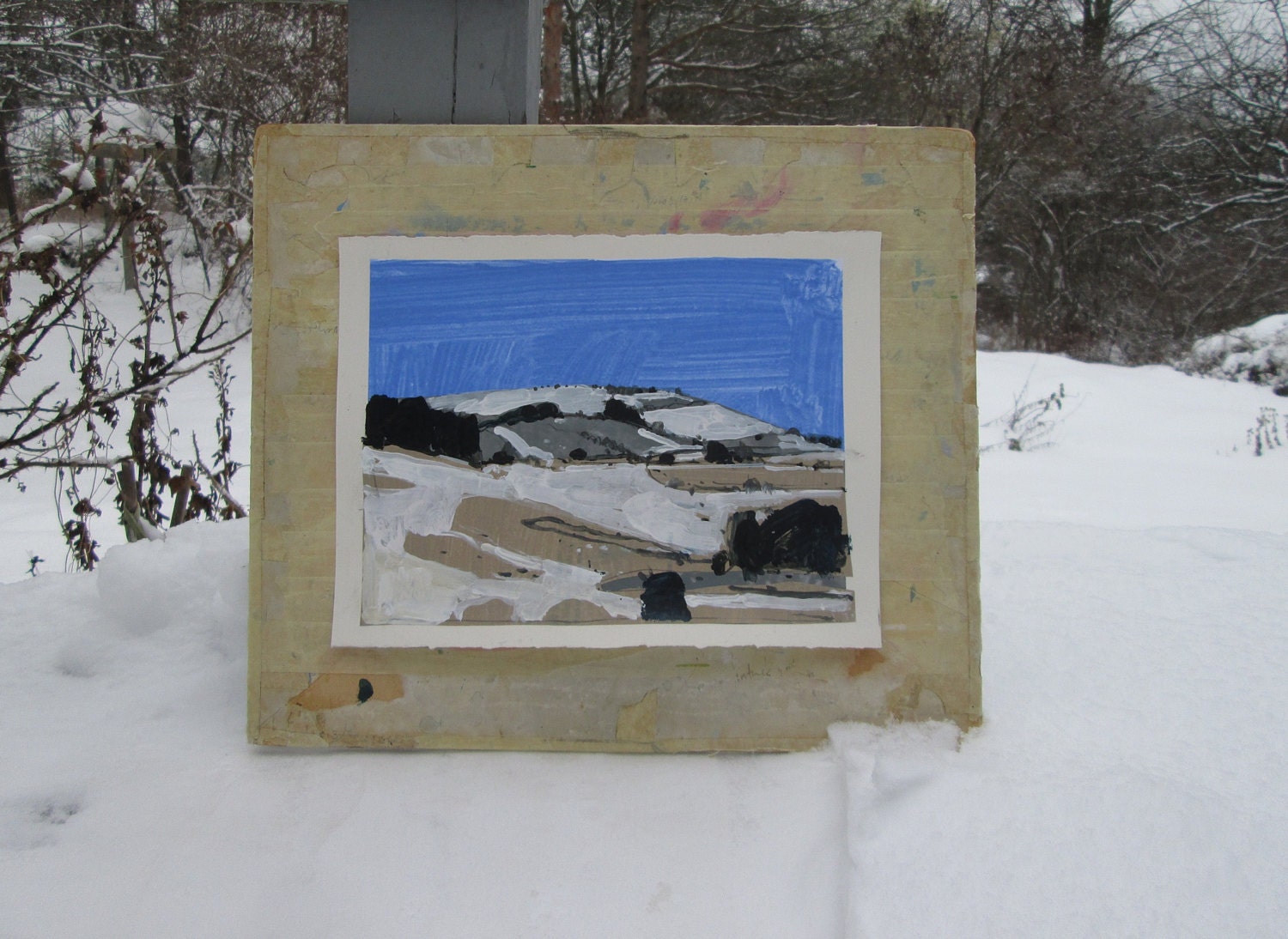 December Blue Original Winter Landscape Collage Painting on - Etsy UK