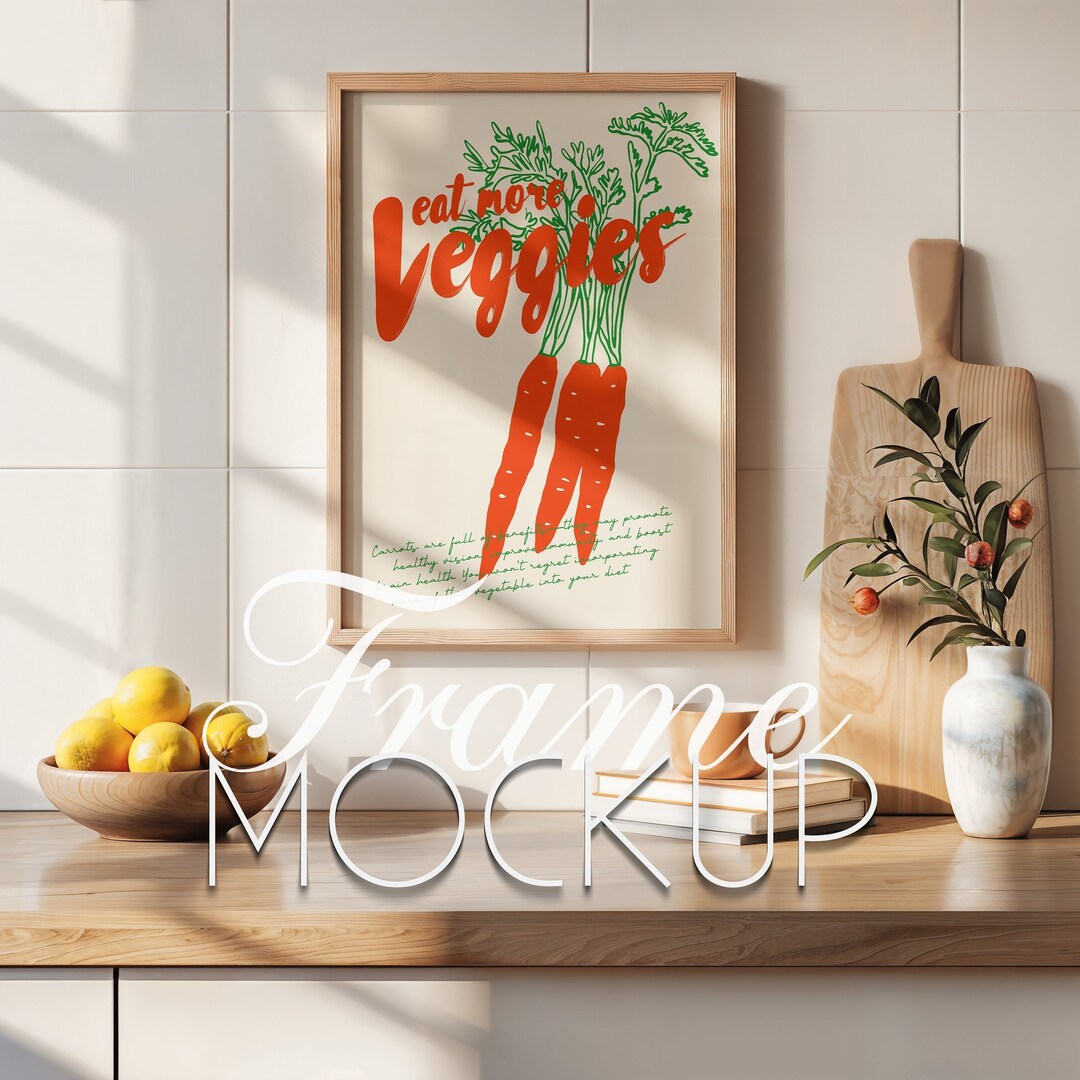 Frame on Table Countertop Kitchen Mockup Minimal Interior Wall Art ...