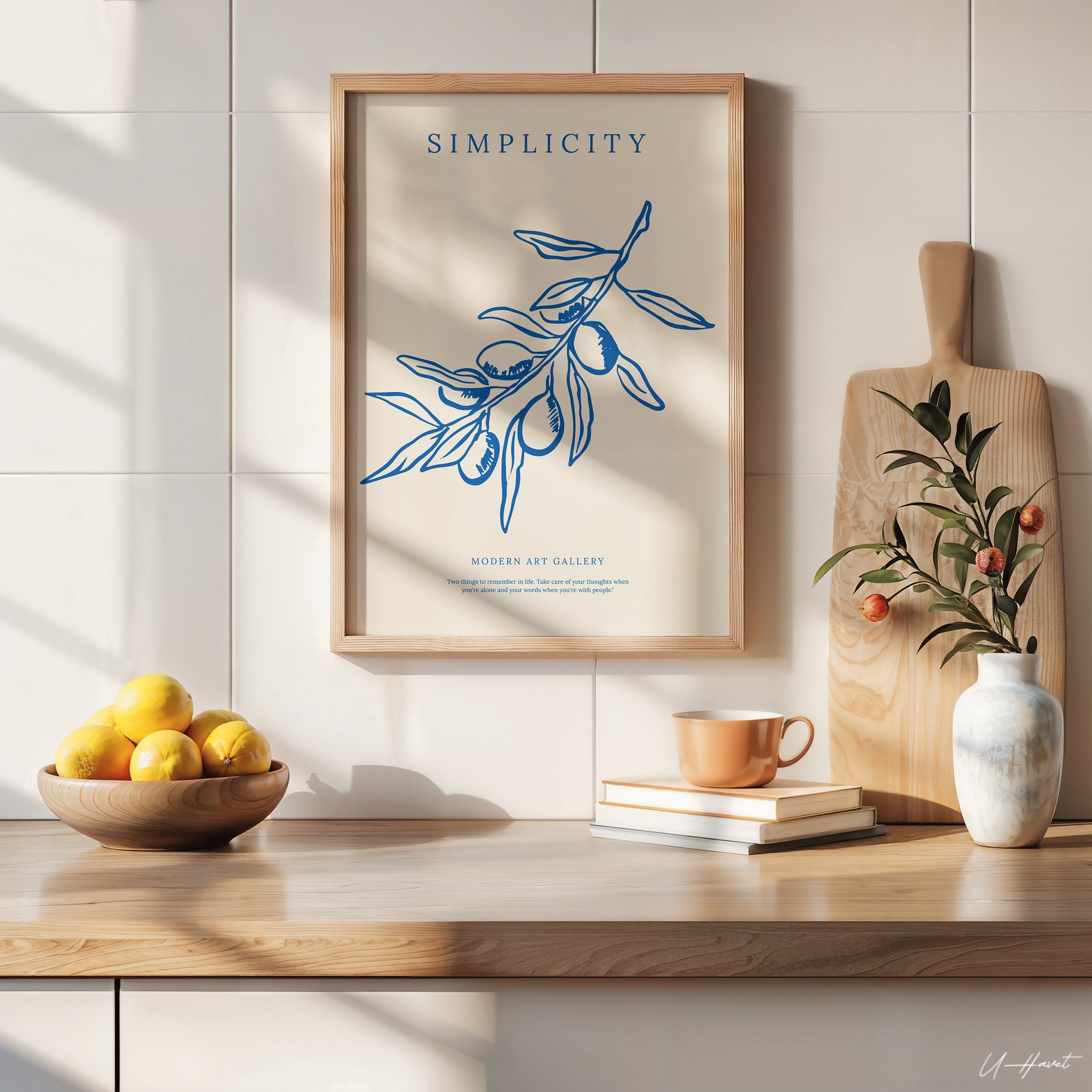 Frame on Table Countertop Kitchen Mockup Minimal Interior Wall Art ...