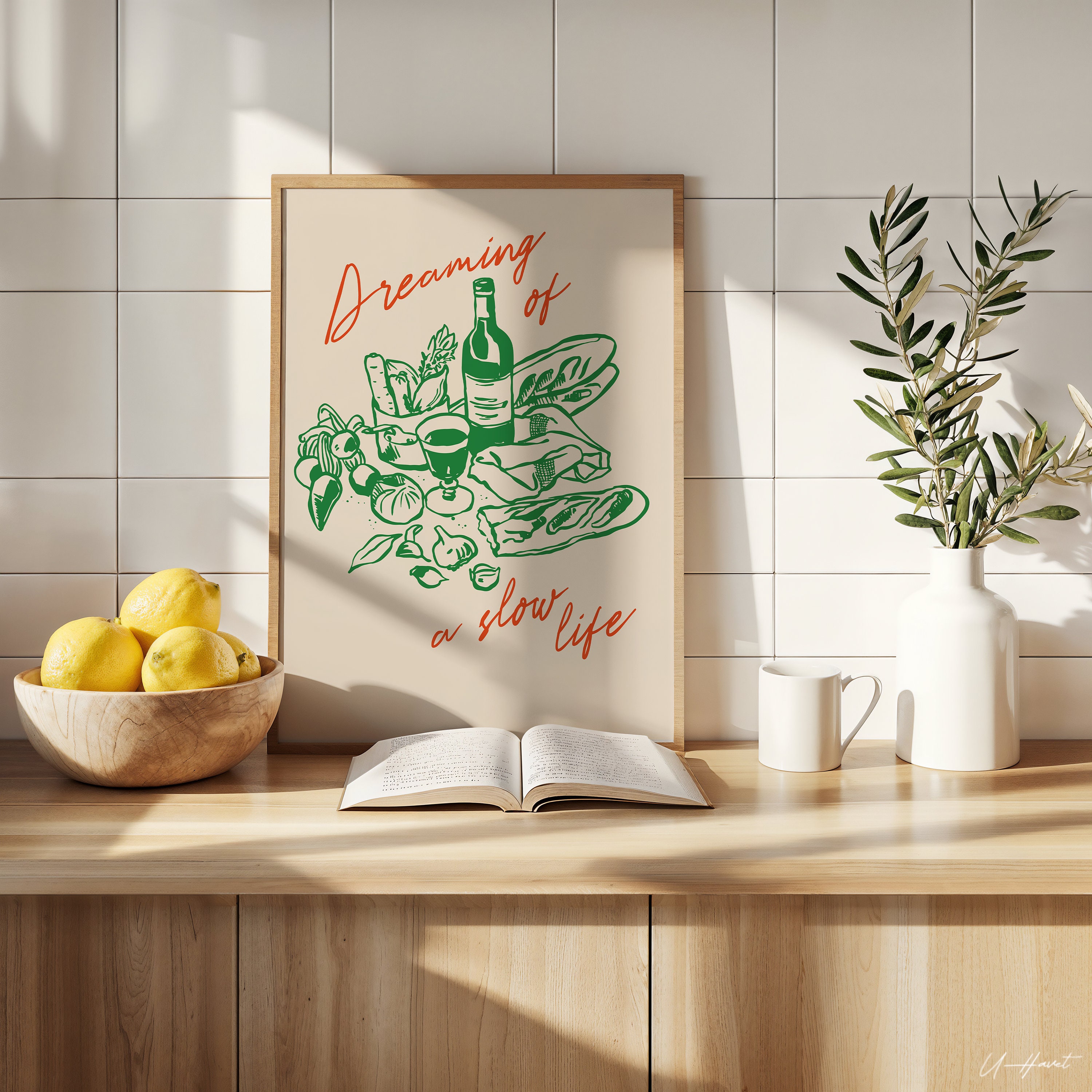 Frame on Table Countertop Kitchen Mockup Minimal Interior Wall Art ...