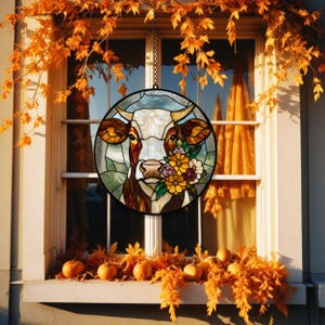 Highland Cow Acrylic Suncatcher Window Hanging Cow Lover Gift ...