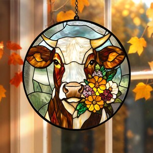 Highland Cow Acrylic Suncatcher Window Hanging Cow Lover Gift ...