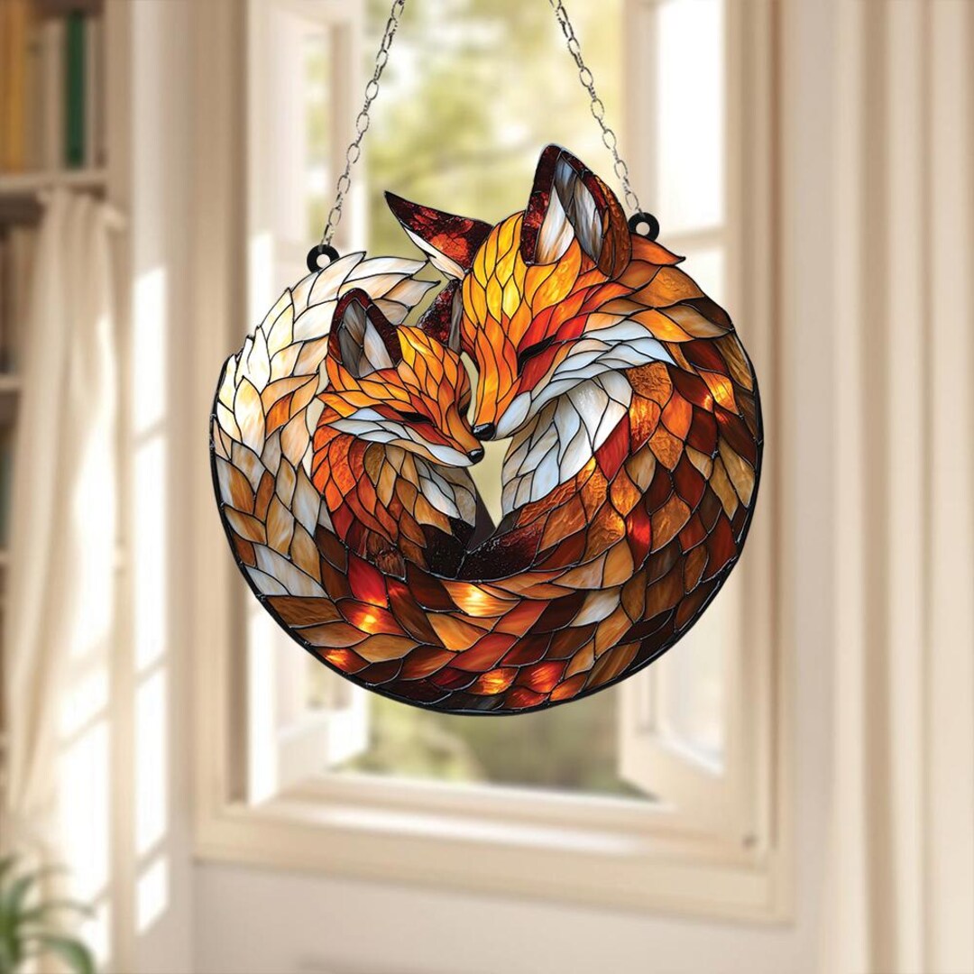 Mama Fox Acrylic Window Hanging, 2D Flat Suncatcher, Home Decor and ...