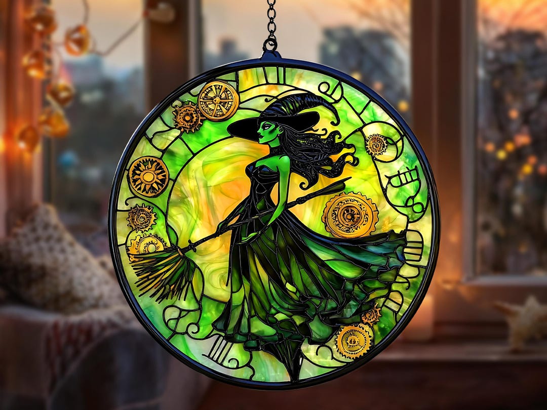 Elphaba Stained Glass Suncatcher Ornament, Changed for Good Witches of ...