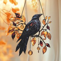 Raven Acrylic Suncatcher Window Hanging, Gothic Suncatcher Raven Crow ...