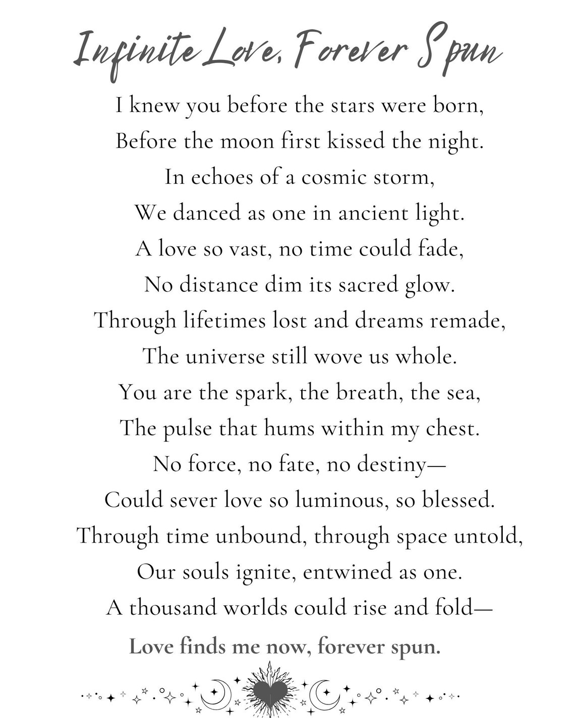 Printable Cosmic Love Poem | Self-love & Soulmate Gift | Spiritual ...