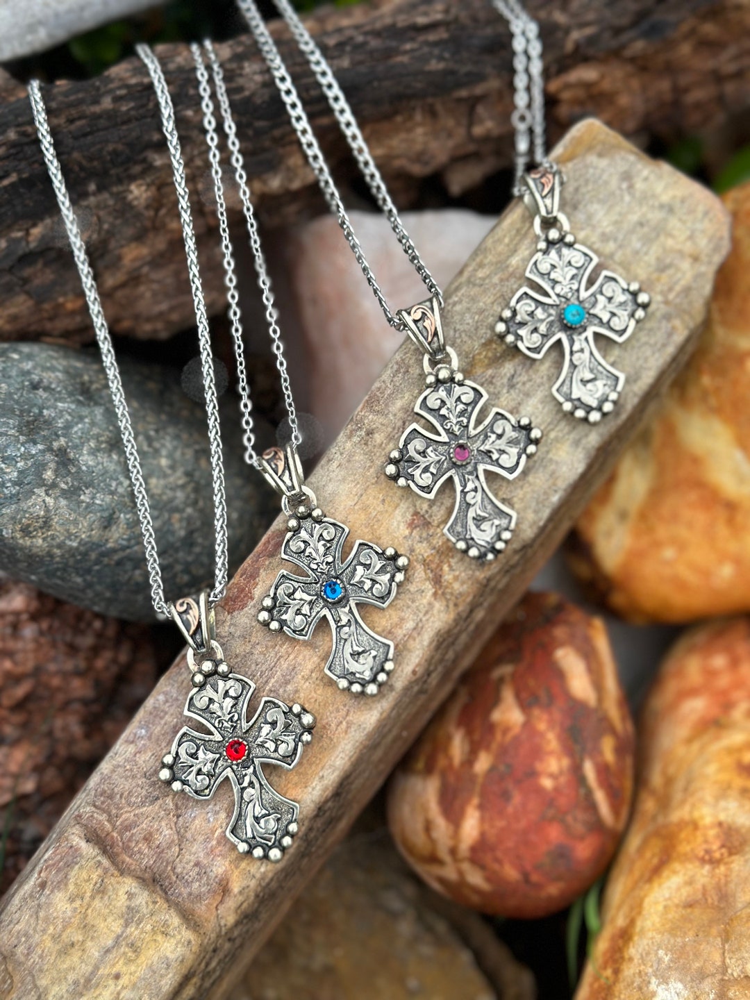 Hand Engraved Silver Cross Pendant - Etsy
