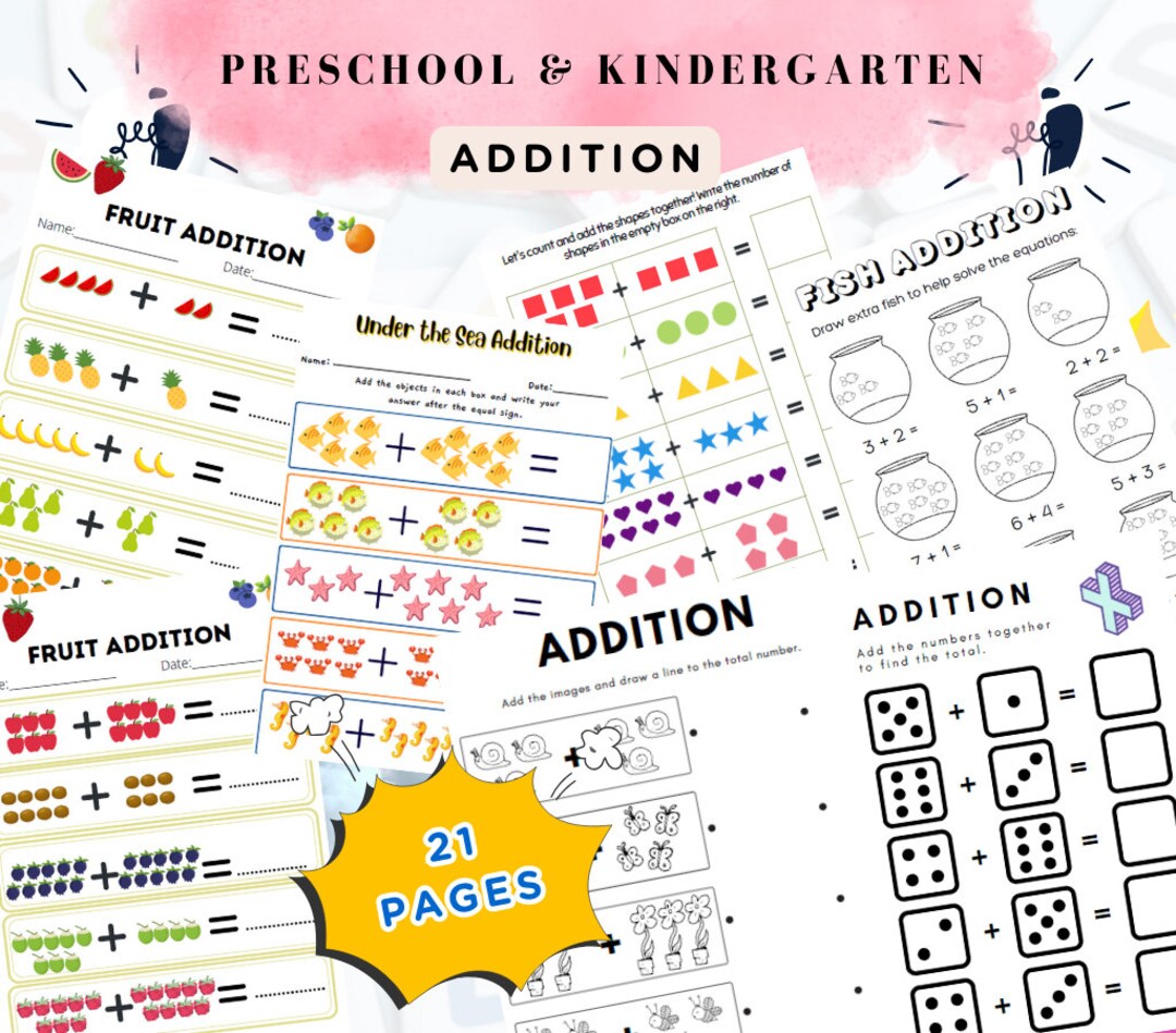 21 Addition Worksheets Bundle Addition Pages Printable homeschool ...