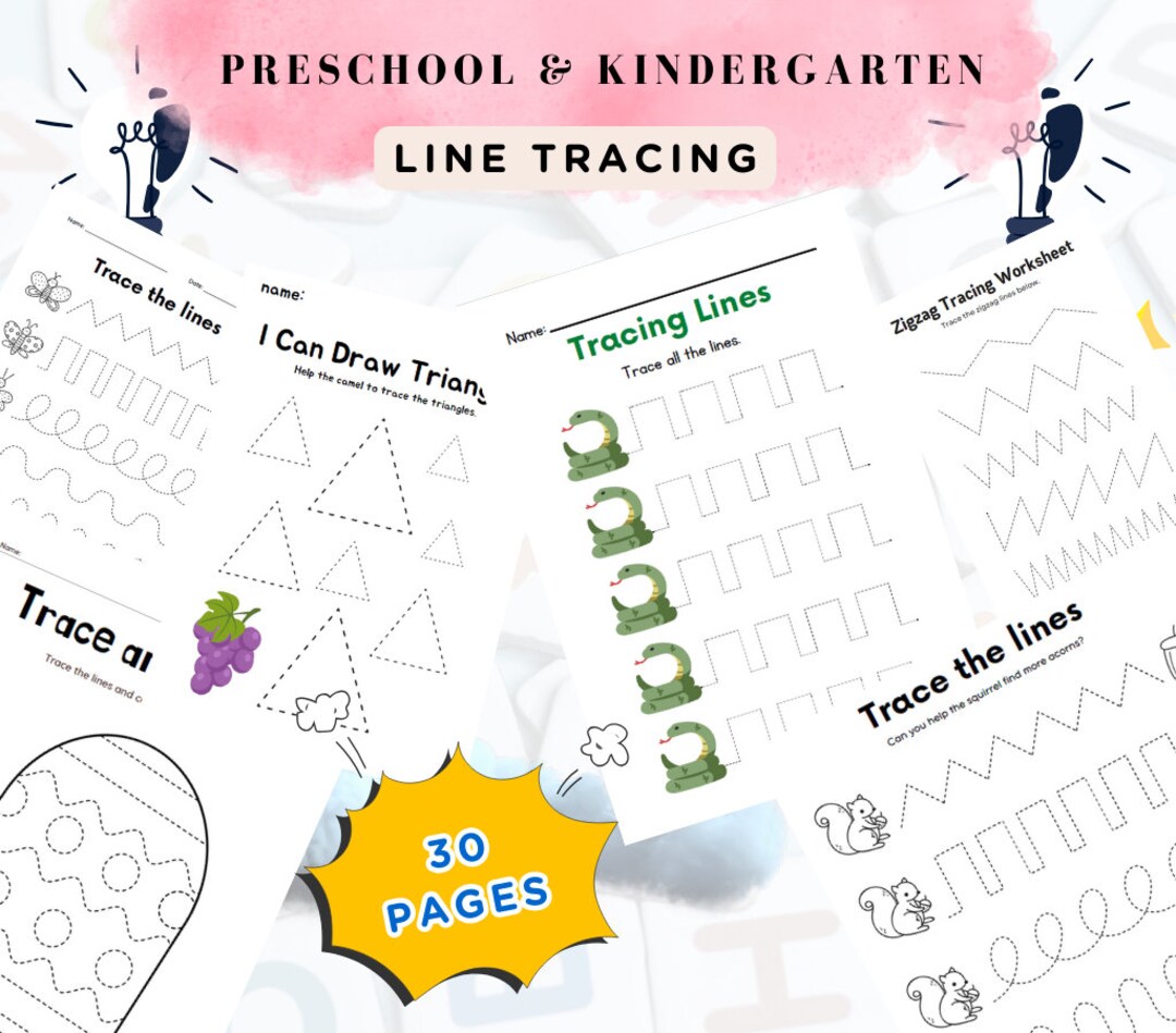 30 Line Tracing Worksheets Bundle | Lines Trace Pages | Printable ...