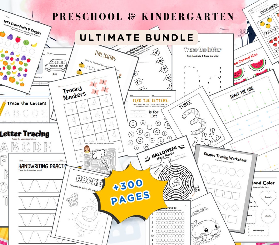 Pre-k Activities Pages | +300 Pages | Learning Bundle | for Kids ...
