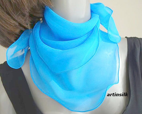 Small Sillk Scarf Neck Kerchief, 21x21 20x20, Silk Chiffon 8mm ...