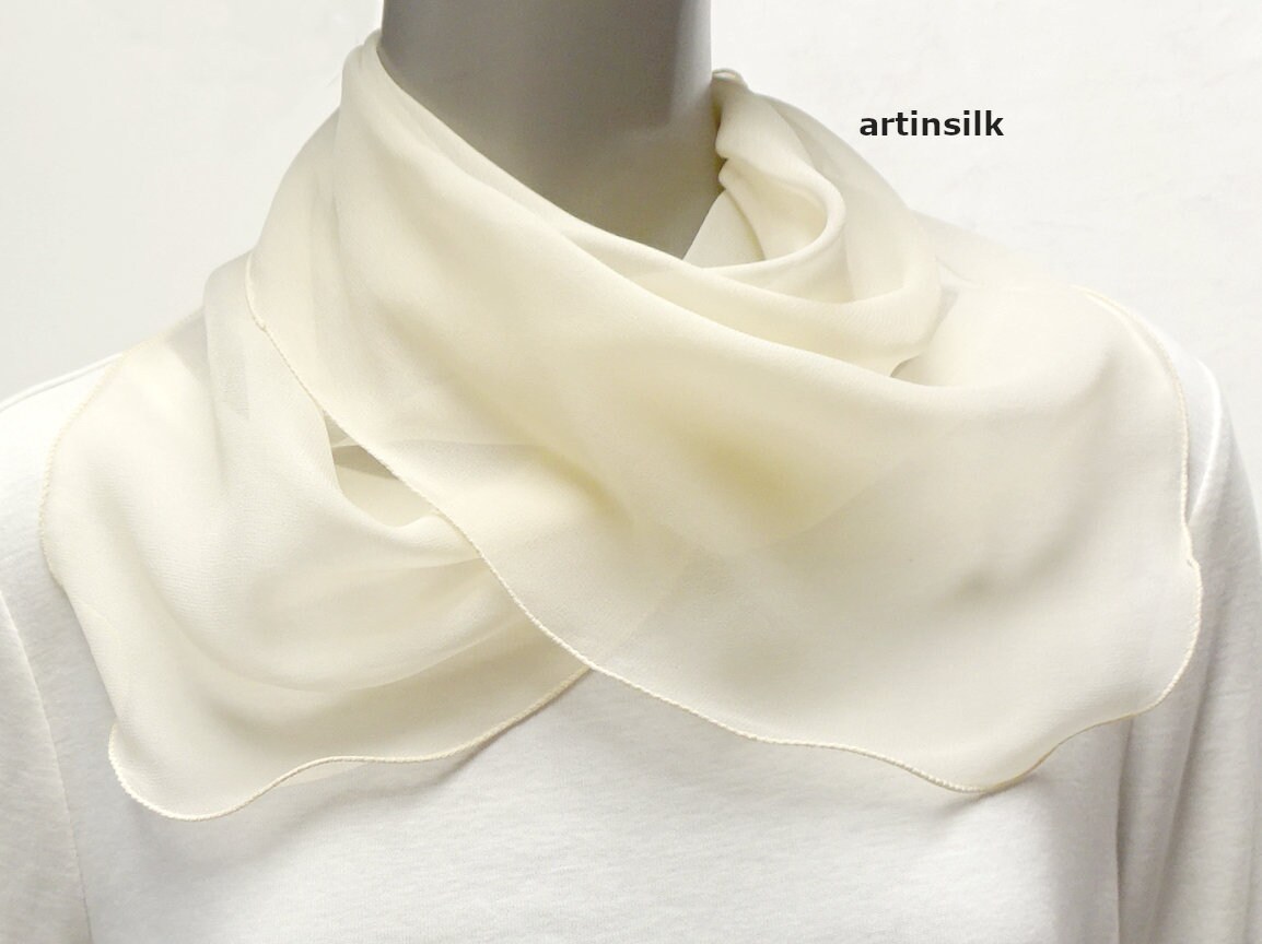 Small Sillk Scarf Neck Kerchief, 21x21 20x20, Silk Chiffon 8mm ...