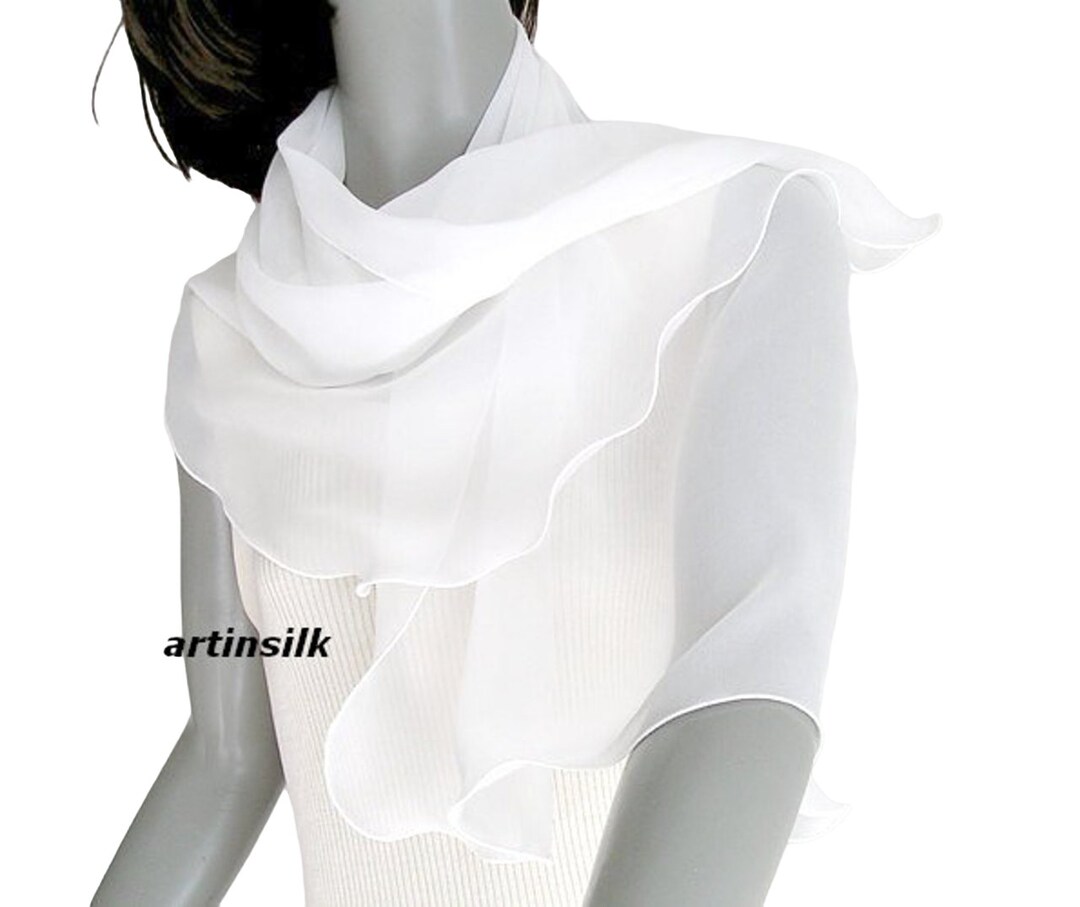 Sheer White Silk Scarf, True White or Natural White, Gift for Girl ...