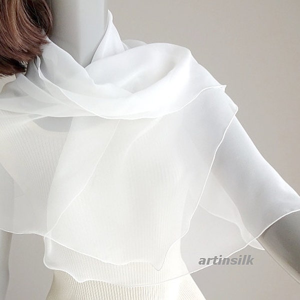 White Chiffon Scarf - Etsy