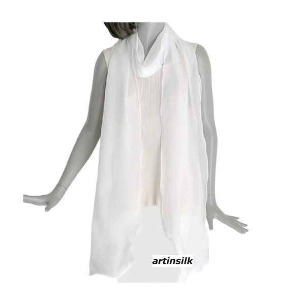 White Chiffon Scarf - Etsy