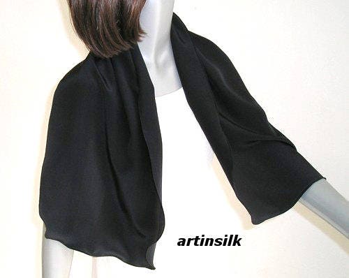 Deep Blue Silk Scarf Ultramarine, Neck Tie Scarflette, Indigo Crepe ...