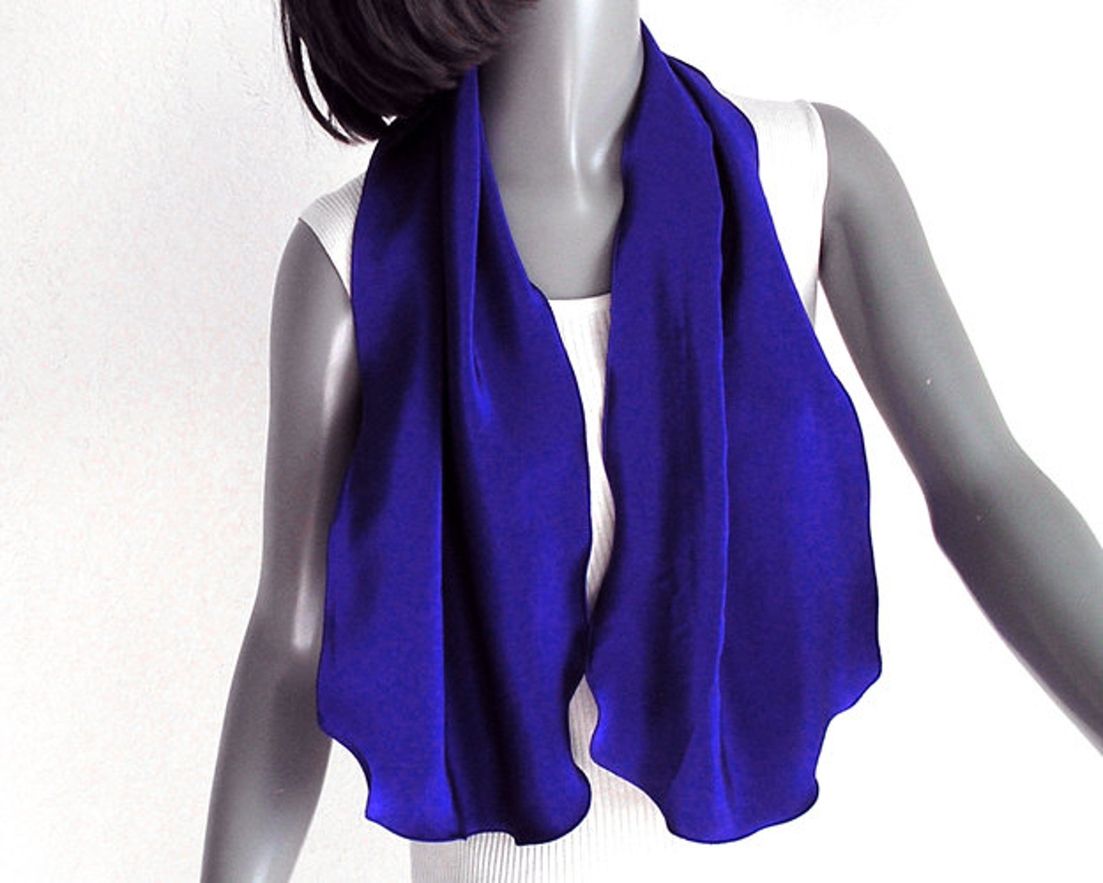 Deep Blue Silk Scarf Ultramarine, Neck Tie Scarflette, Indigo Crepe ...