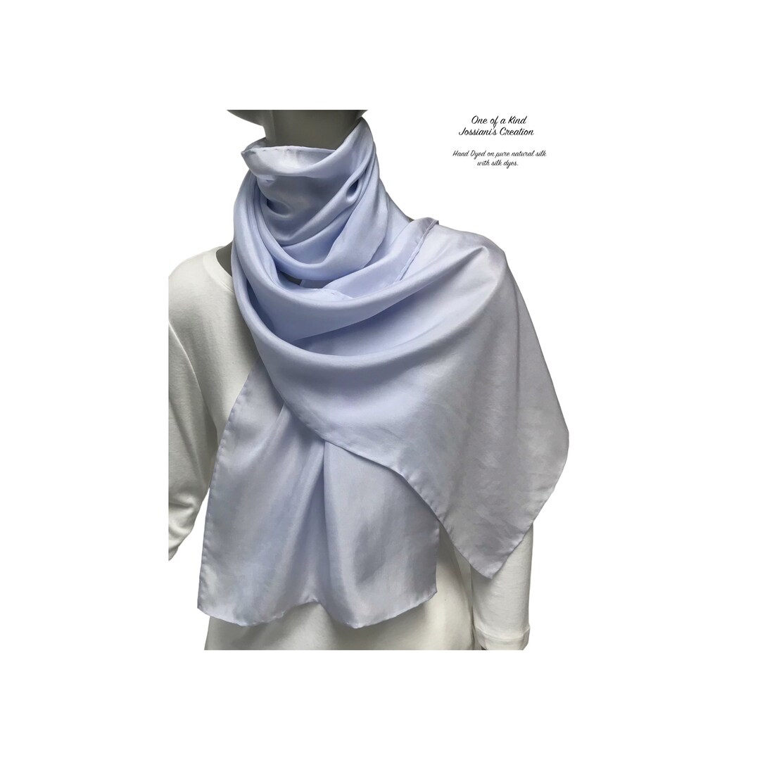 Gray Blue Periwinkle Scarf Pure Silk, Hand Dyed "one of a Kind" Gift ...