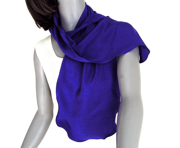 Deep Blue Silk Scarf Ultramarine, Neck Tie Scarflette, Indigo Crepe ...
