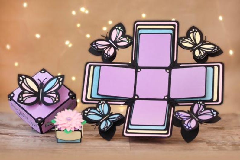 Butterfly Exploding Box 3D Card SVG Template for Cricut - Etsy