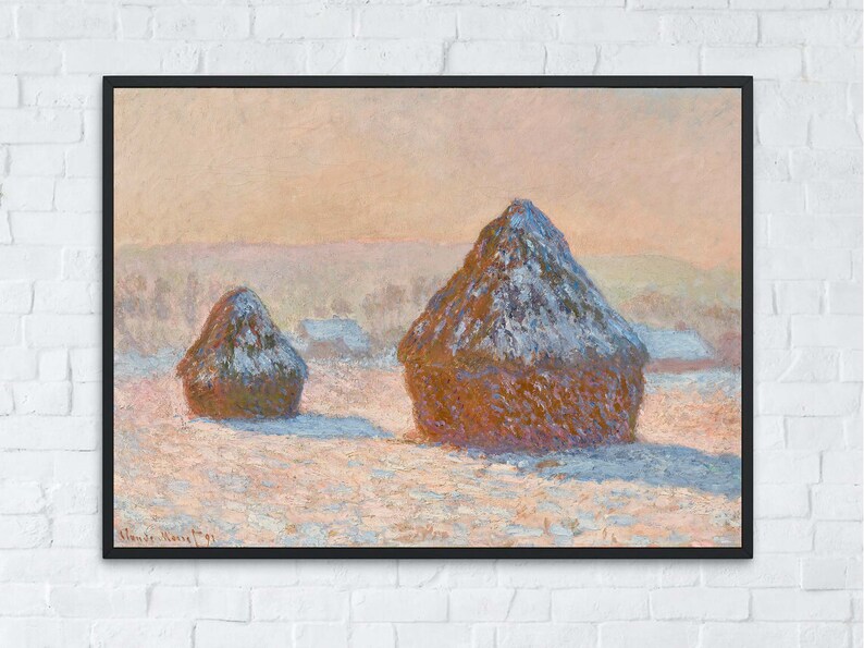 Claude Monet | Wheatstacks Snow Effect Morning by Claude Monet ...