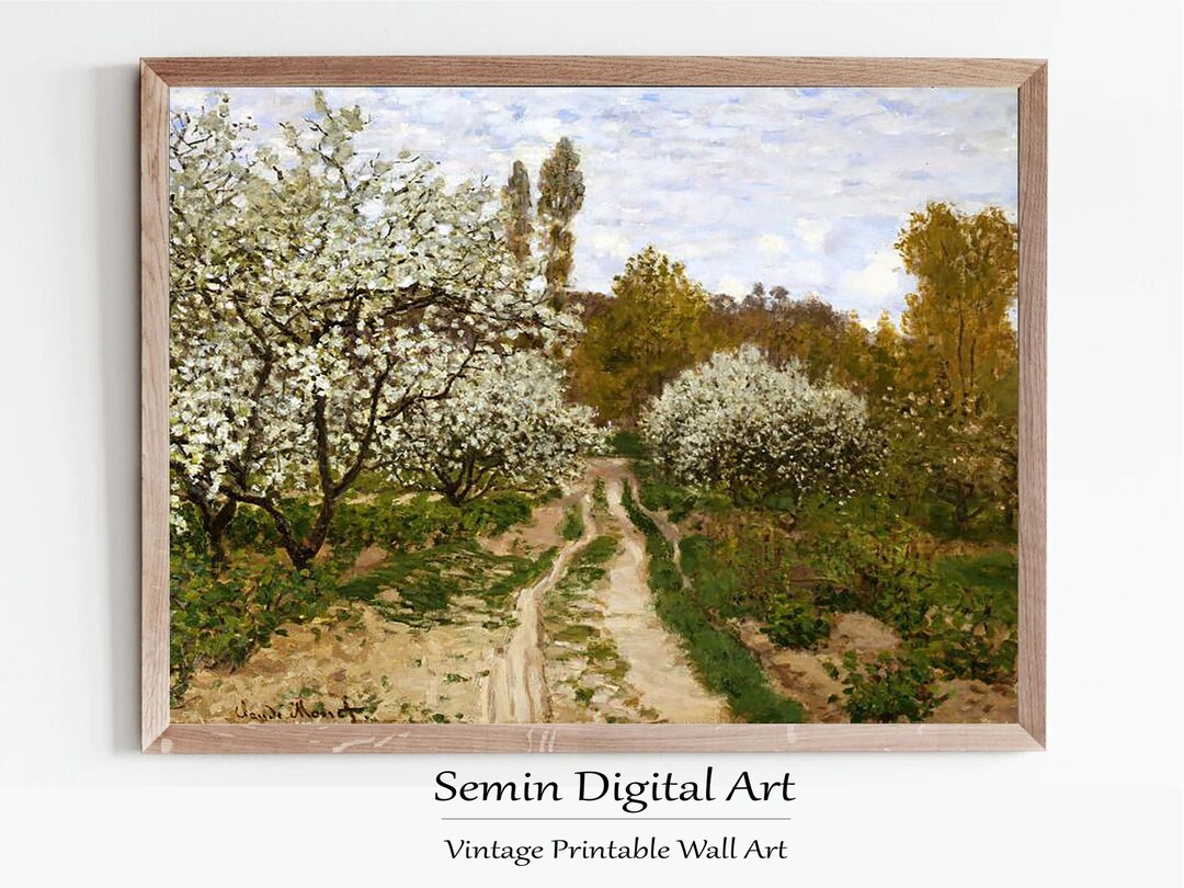 Claude Monet Trees in Blossom, Impressionist Landscape Painting,flowers ...
