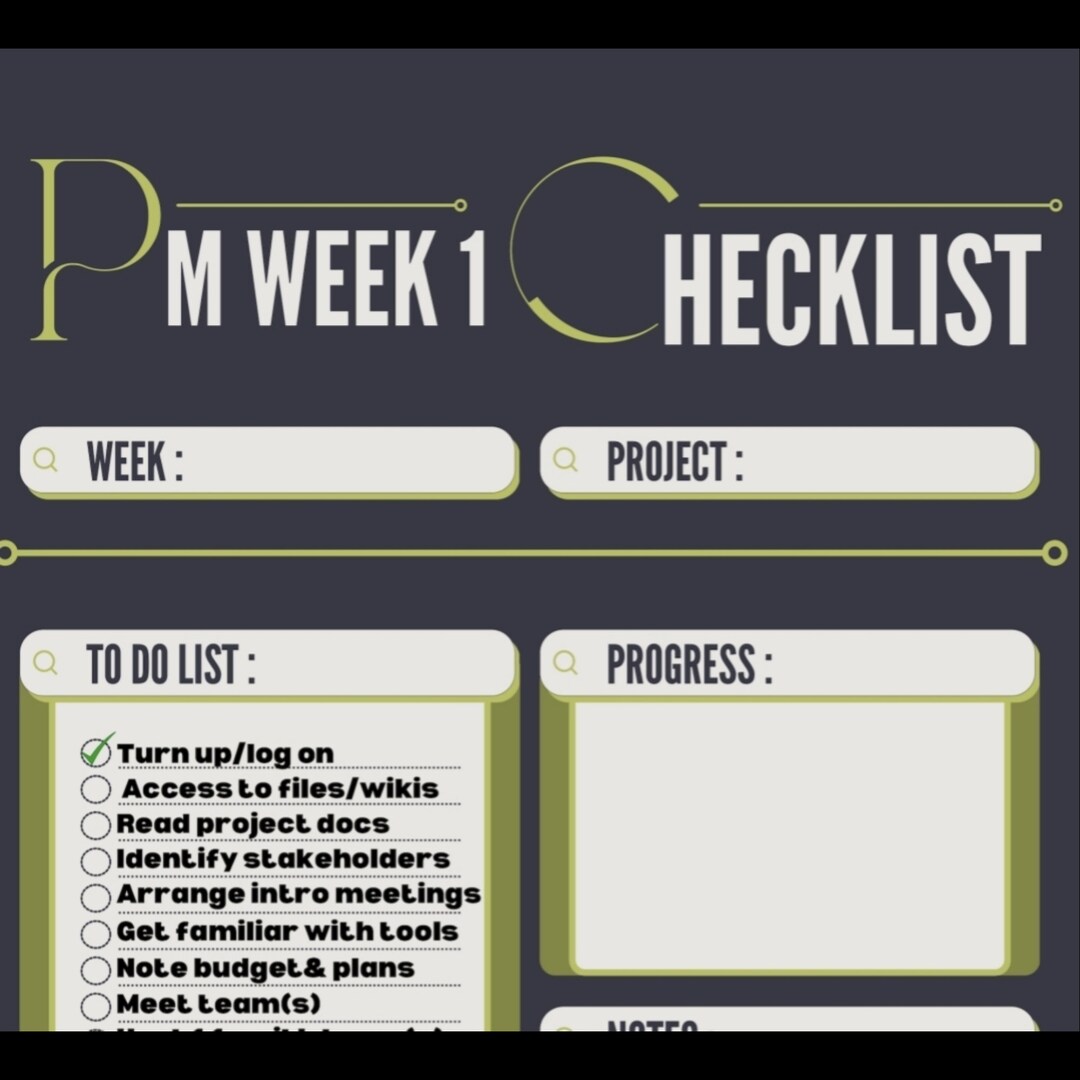 PM Week 1 Checklist (prefilled) - Etsy