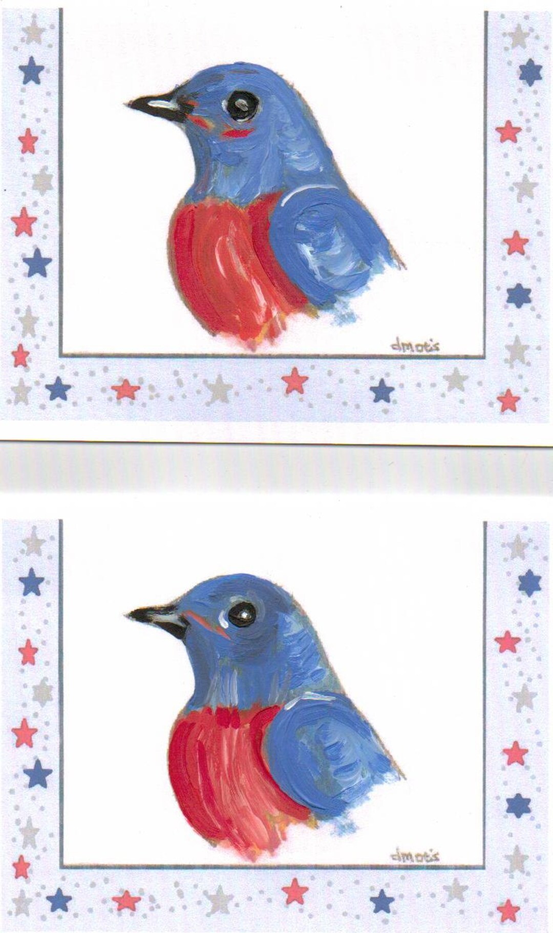 Set of Handpainted Bluebird Blank Greeting Cards - Etsy