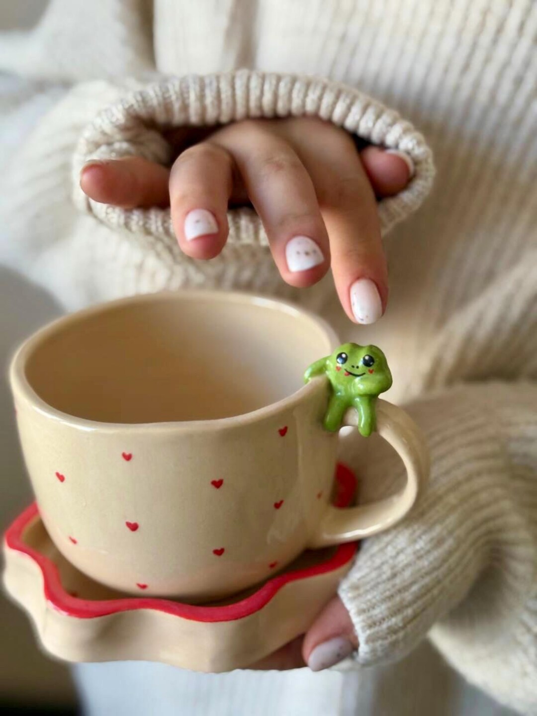 Handmade Ceramic Frog Mug Set – Pottery Tea Cup, Dessert Plate - Etsy