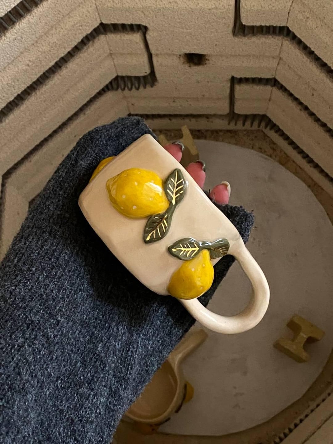Handmade Ceramic Lemon Mug: 3D Pottery Coffee Cup With Gold Details - Etsy