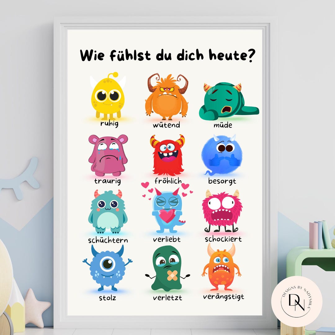 Feelings Poster Children German Emotions Monsters Learn Emotions Poster ...