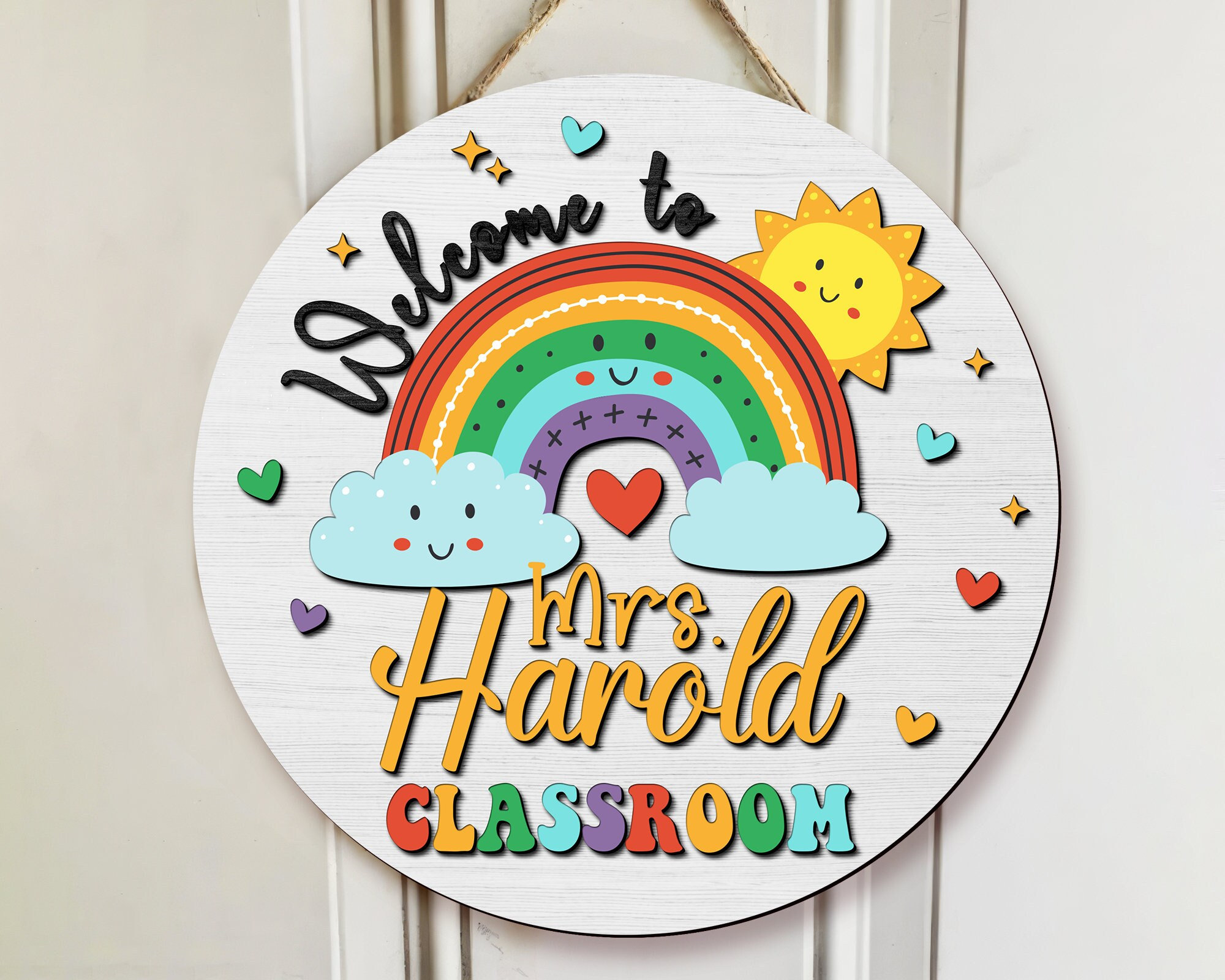 Personalized Teacher Door Hanger, Custom Teacher Name Doorsign ...