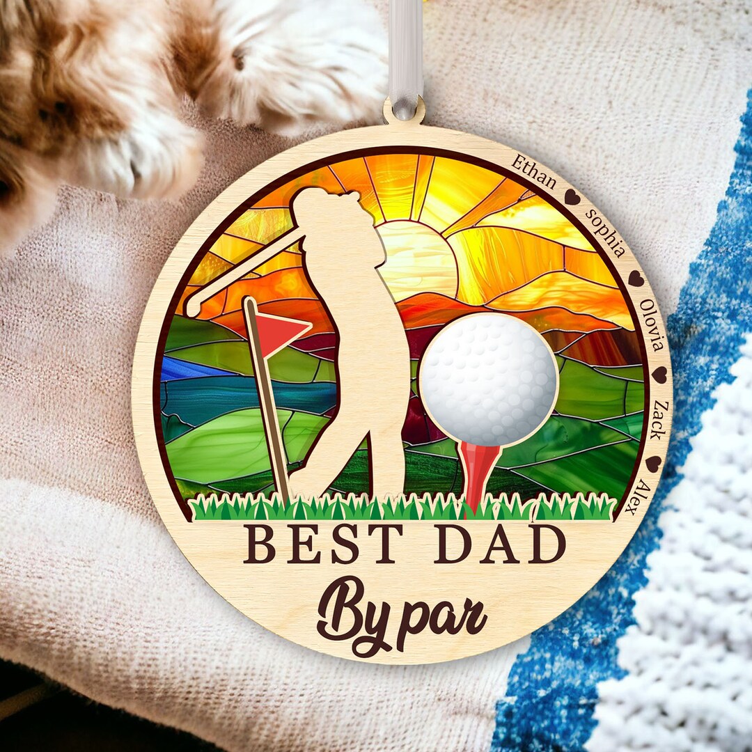 Personalized Golf Suncatcher, Window Hanging Ornament, Father's Day ...