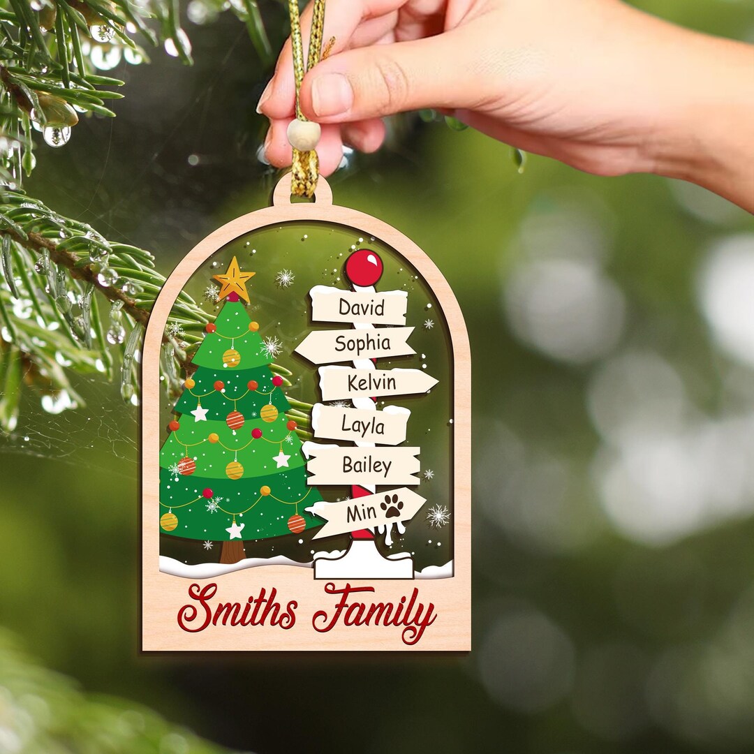North Pole Family Tree Christmas Ornament, Custom Family Tree Christmas ...