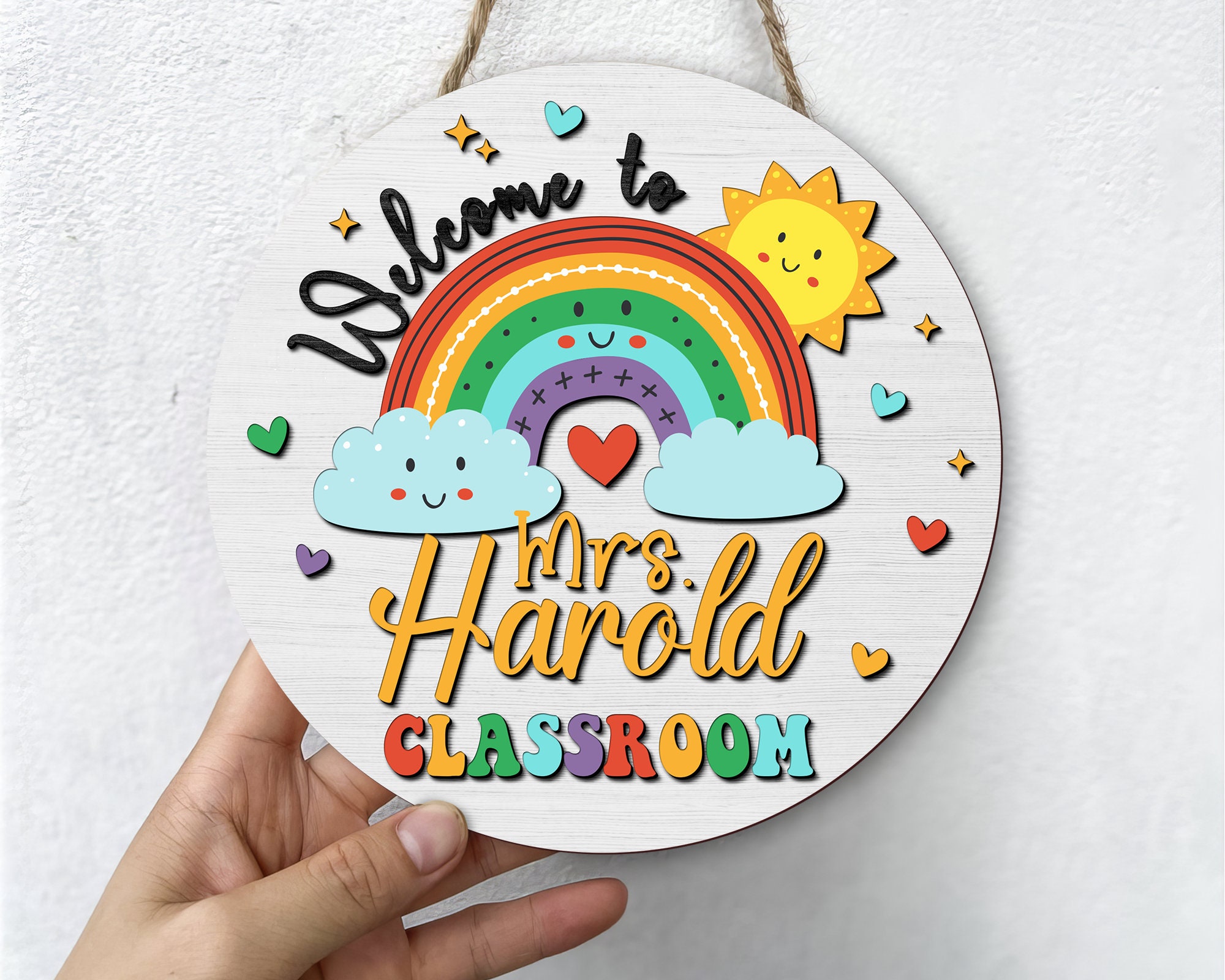 Personalized Teacher Door Hanger, Custom Teacher Name Doorsign ...