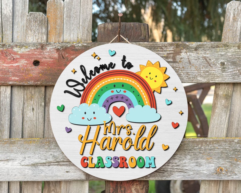 Personalized Teacher Door Hanger, Custom Teacher Name Doorsign ...