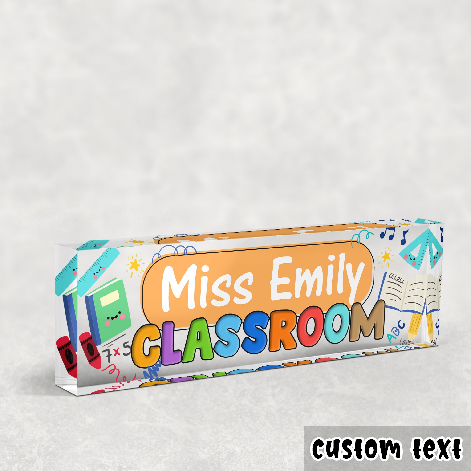 Personalized Name Desk Plate, Custom Teacher's Name Rainbow Name Plate ...