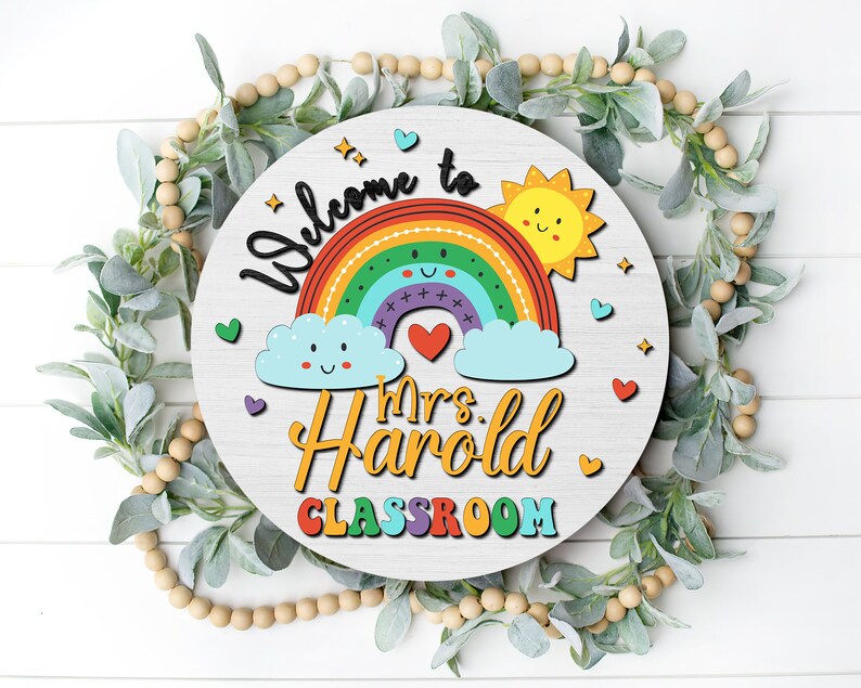 Personalized Teacher Door Hanger, Custom Teacher Name Doorsign ...