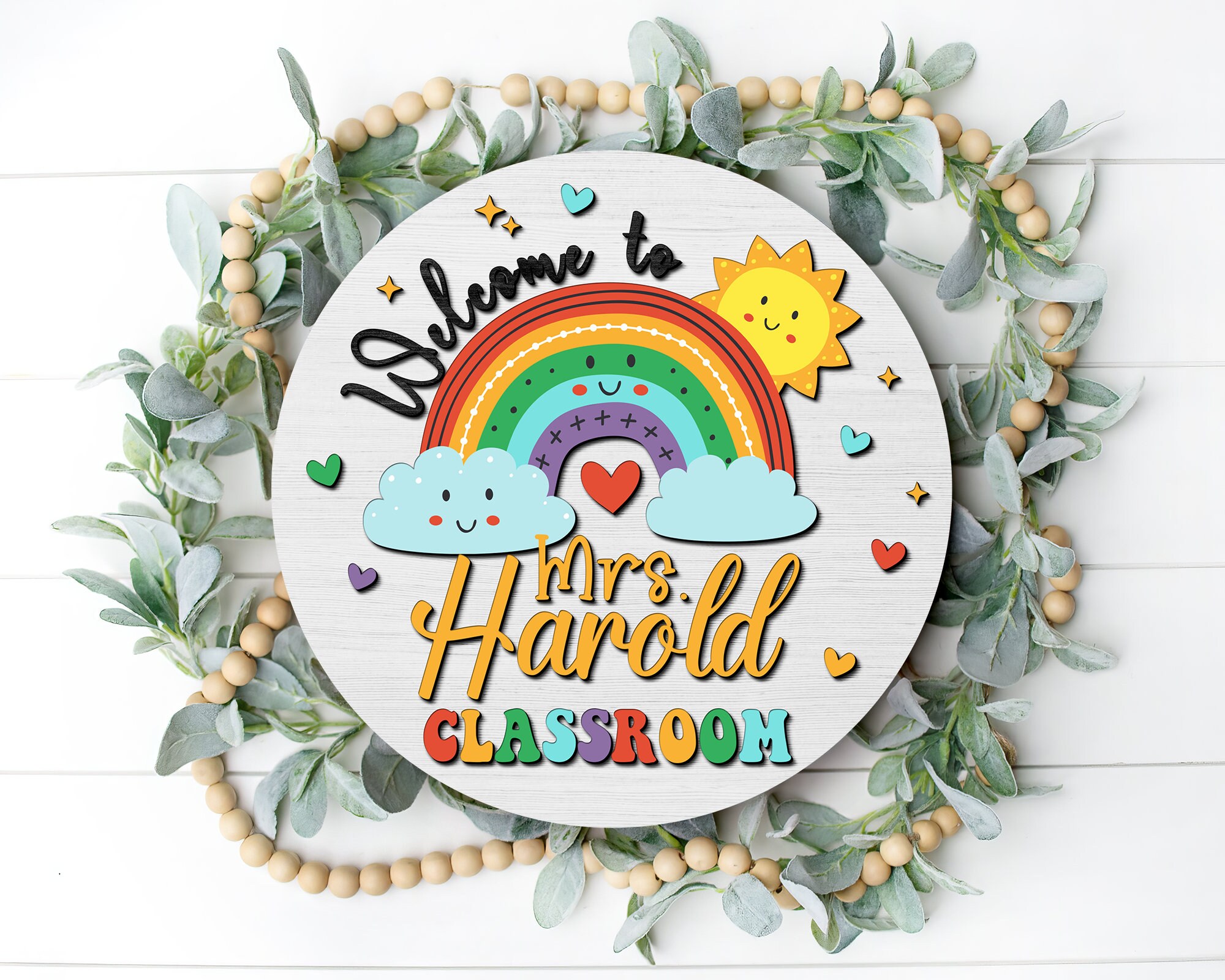 Personalized Teacher Door Hanger, Custom Teacher Name Doorsign ...