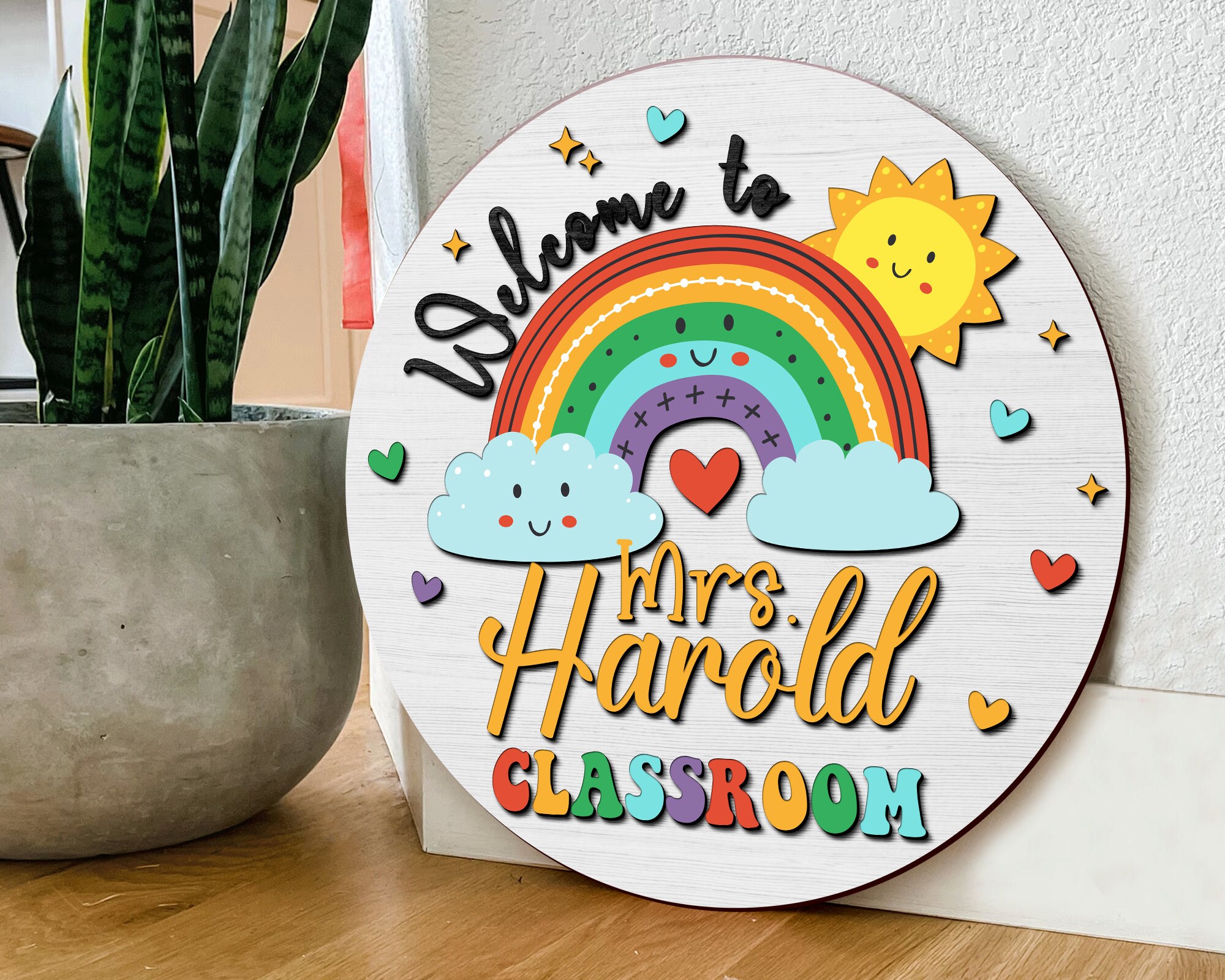 Personalized Teacher Door Hanger, Custom Teacher Name Doorsign ...