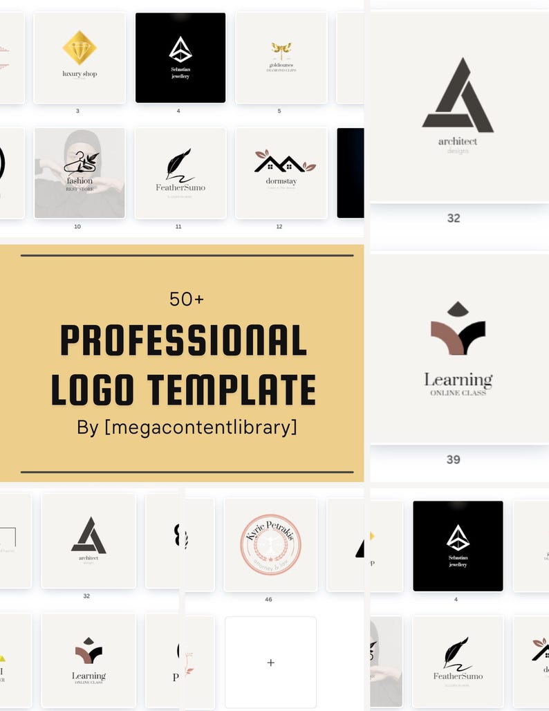50+ Professional Logo Canva Template Pack - Cream Theme - Etsy