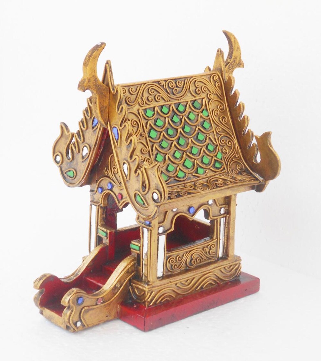 Sanpraphum Traditional Thai Style Spirit House, Teak Wood Carving ...