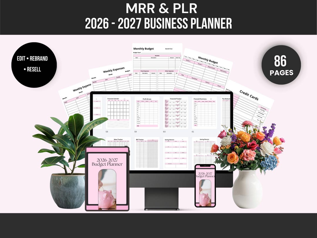 2026 - 2027 Budget Planner | Monthly & Weekly Planner | PLR + MRR ...
