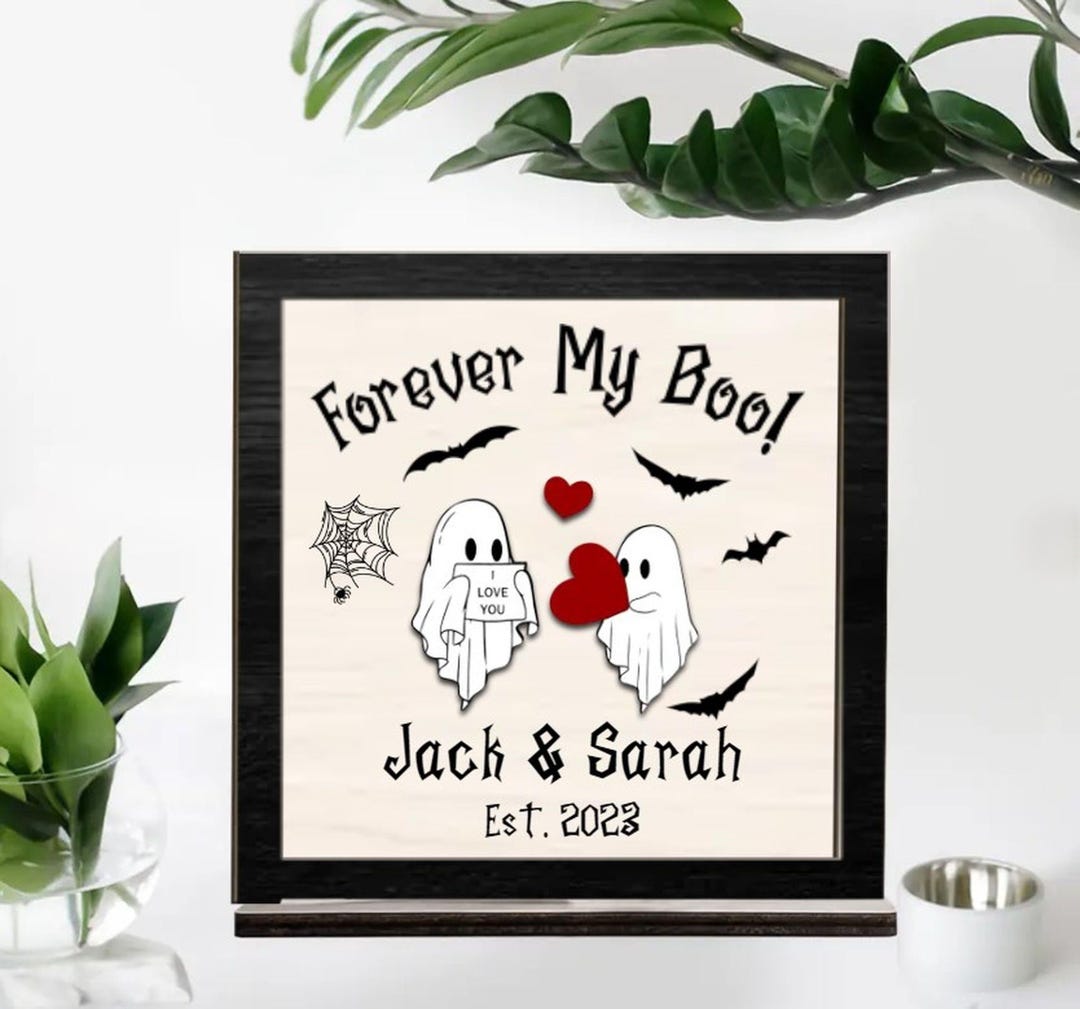 Personalized Halloween Forever My Boo Wooden Plaque, Custom Ghost ...