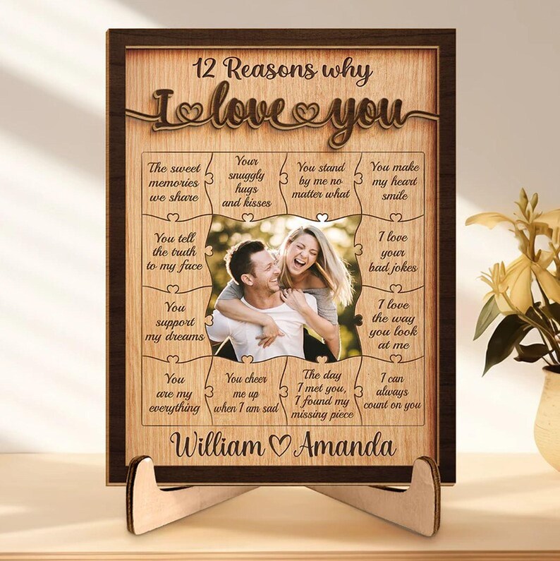 Personalized 12 Reasons Why I Love You Wooden Plaque, Custom Couple ...