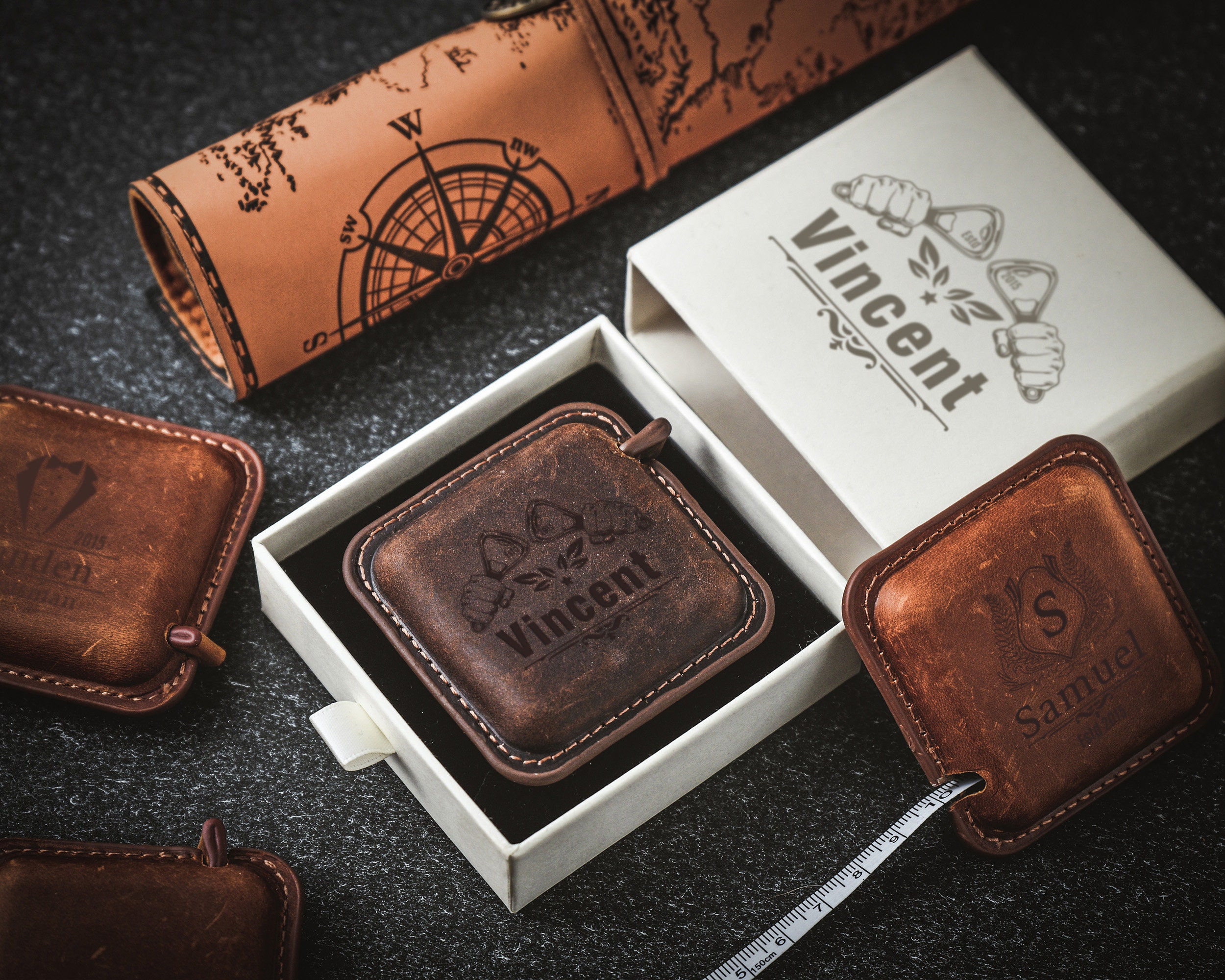 Personalized Leather Measuring Tape vintage Style Handmade Retractable ...