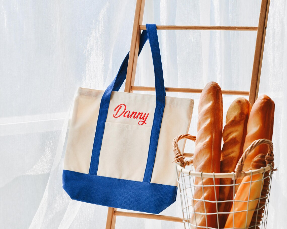 Customized Text Canvas Bag,personalized Embroidered Shoulder Bags ...